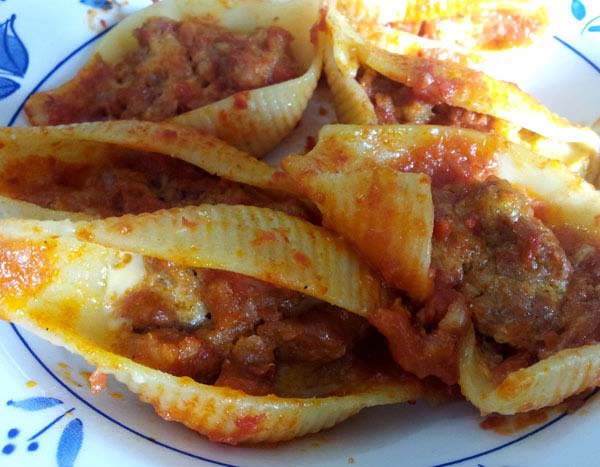 Baked Conchiglie stuffed with Cheese, Sausage & Truffle